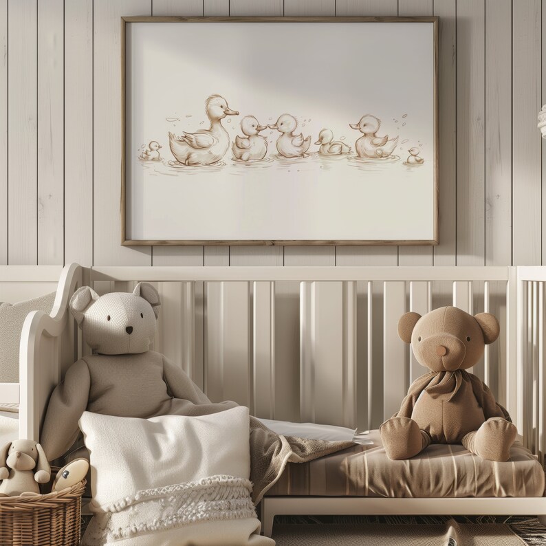 Vintage Nursery Wall Art, Cute Duck Family, Printable Artwork ...