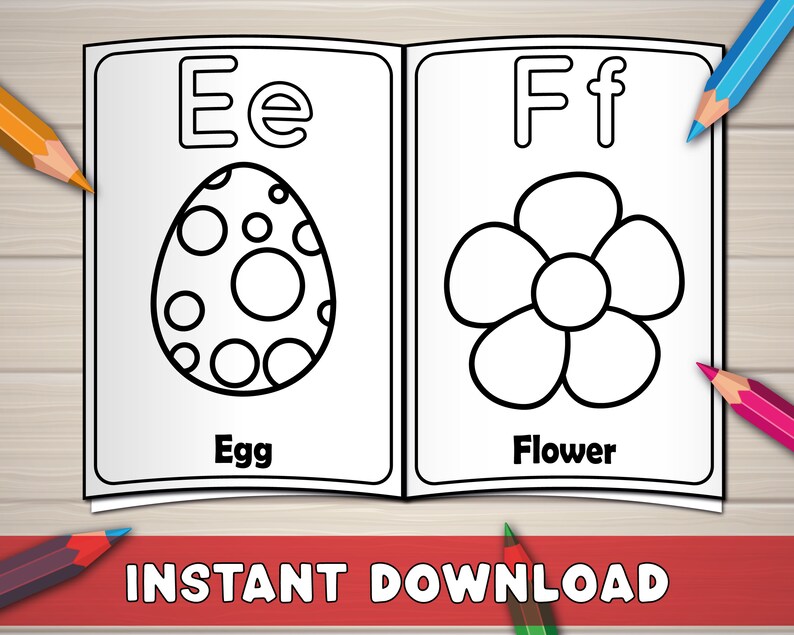 Alphabet Worksheet Coloring Pages for Kids, ABC Digital Coloring Book ...