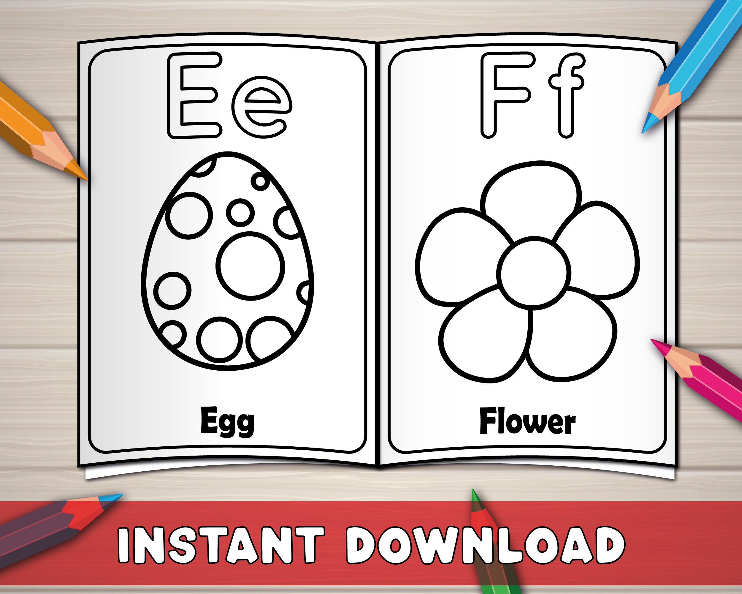 Alphabet Worksheet Coloring Pages for Kids, ABC Digital Coloring Book ...