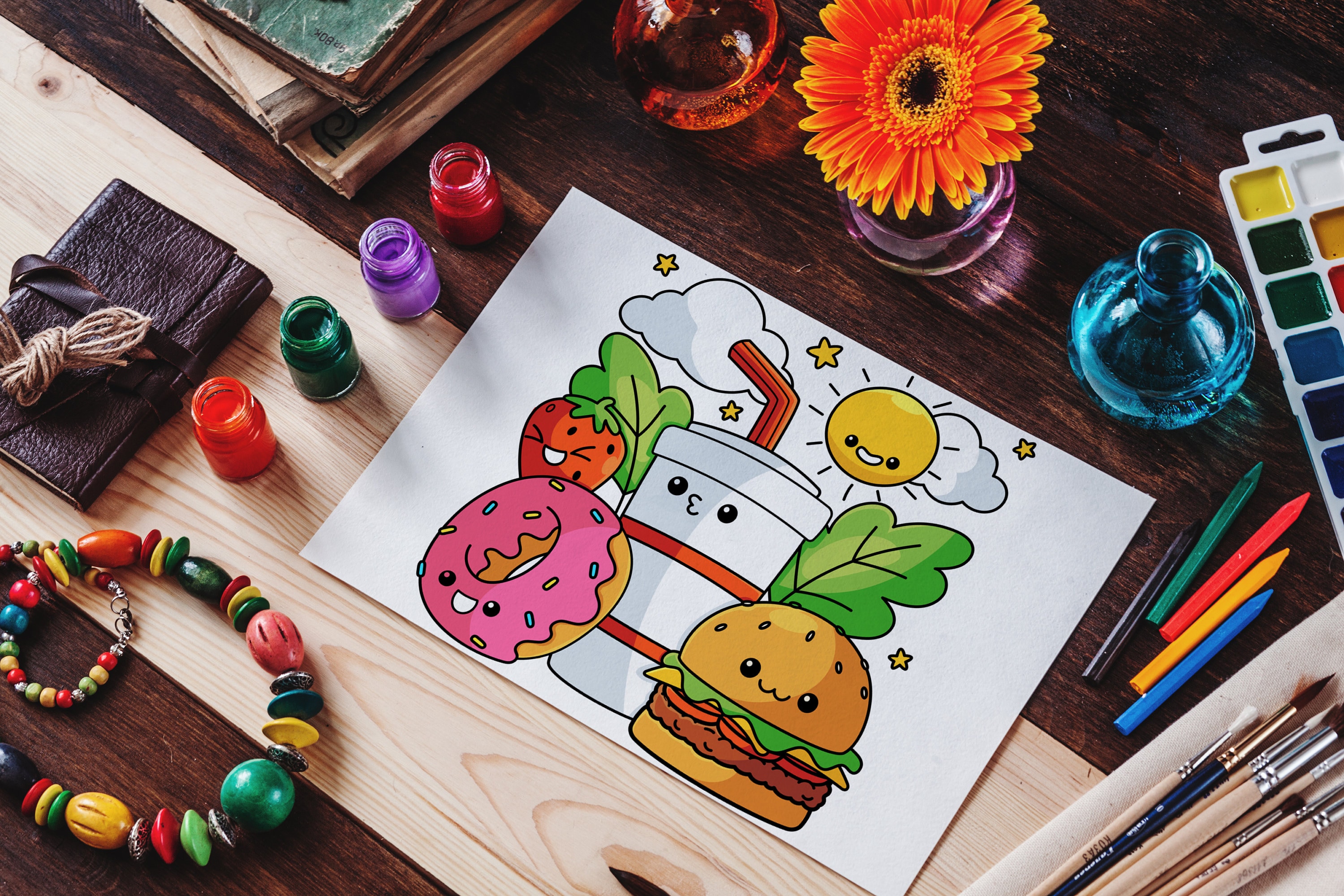 Kawaii Foods Coloring Pages for Kids, 20 Pages Cute Digital Coloring ...
