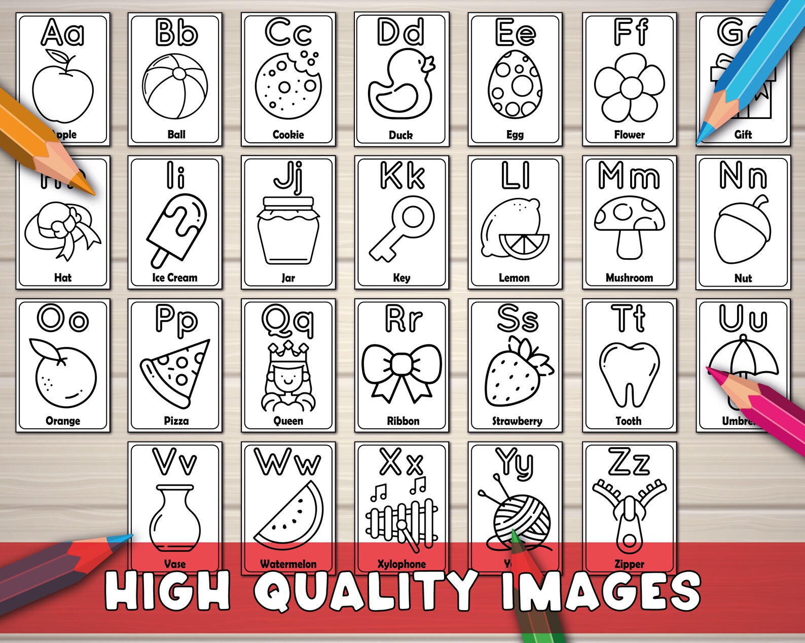 Alphabet Worksheet Coloring Pages for Kids, ABC Digital Coloring Book ...