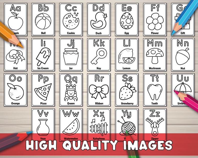 Alphabet Worksheet Coloring Pages for Kids, ABC Digital Coloring Book ...