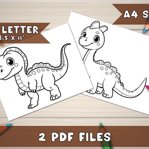 Coloring Pages for Kids, 15 Pages Cute Dinosaurs Digital Coloring Book ...