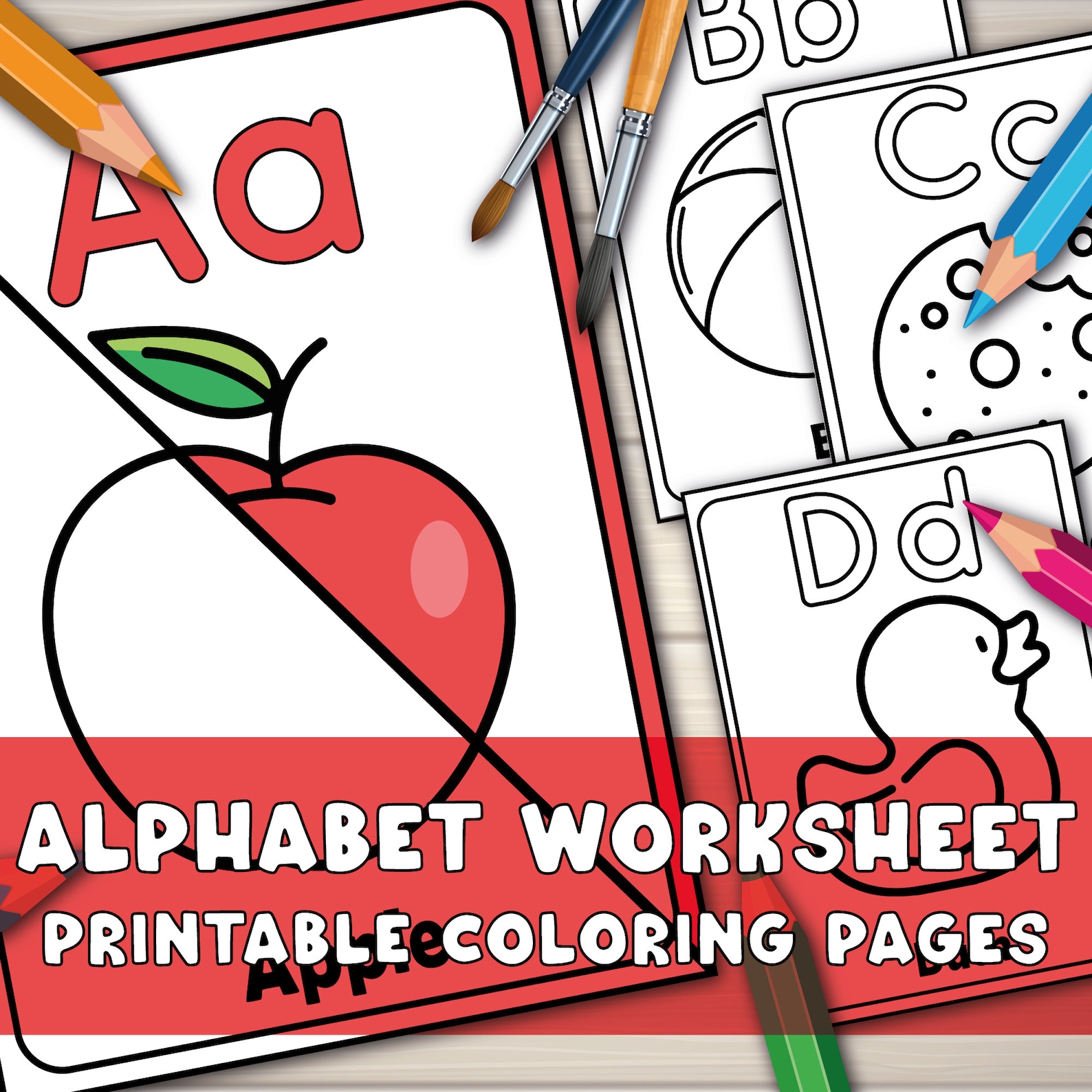 Alphabet Worksheet Coloring Pages for Kids, ABC Digital Coloring Book ...