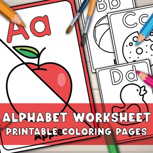 Alphabet Worksheet Coloring Pages for Kids, ABC Digital Coloring Book ...