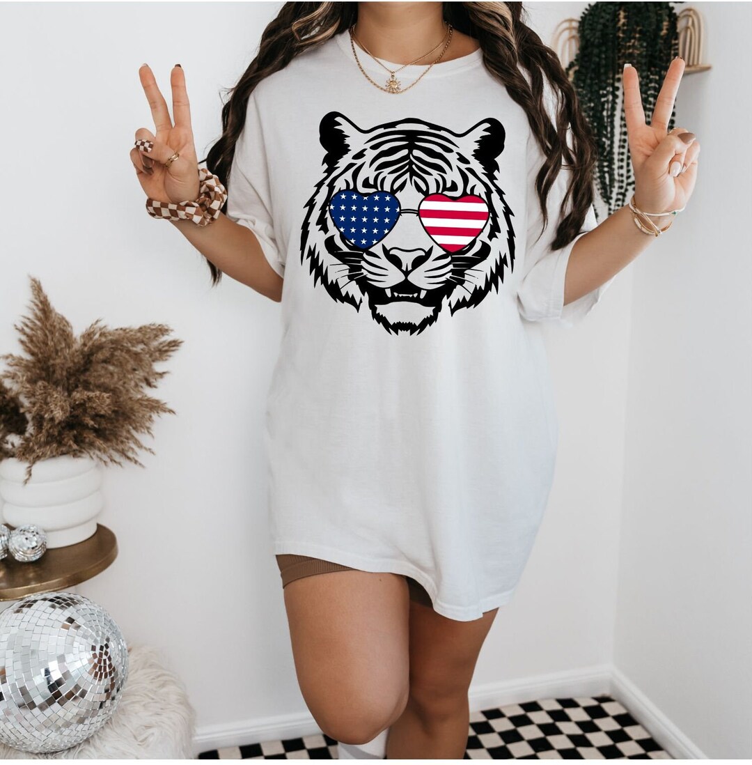 Tiger Head Shirt,patriotic Tiger Head Tees,america Shirts,labor Day ...