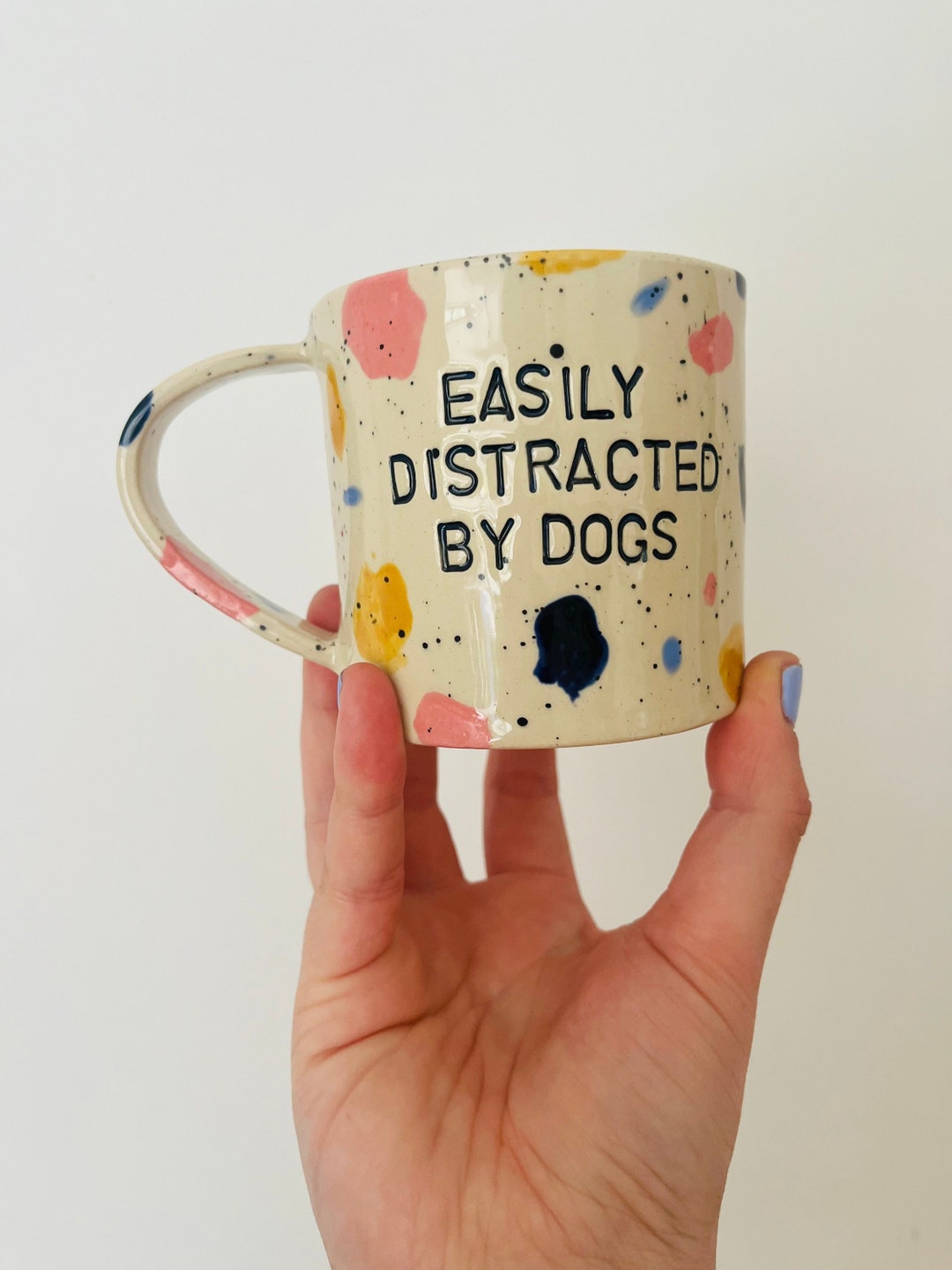 Confetti ‘easily Distracted by Dogs’ Mug | Handmade Mug | Dog Mug ...