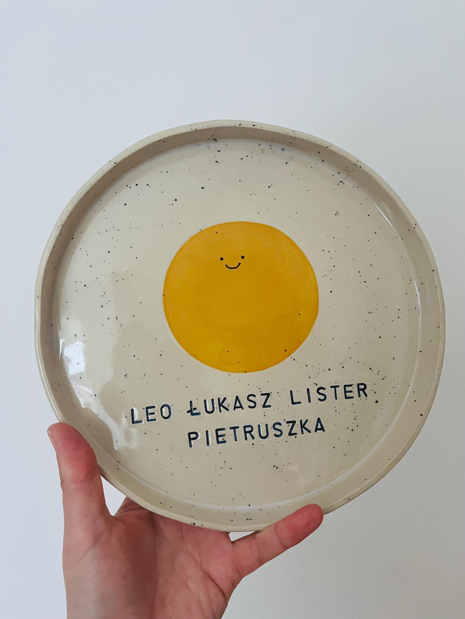 Personalised Happy Face Ceramic Plate | Handmade Stoneware Dish - Etsy UK