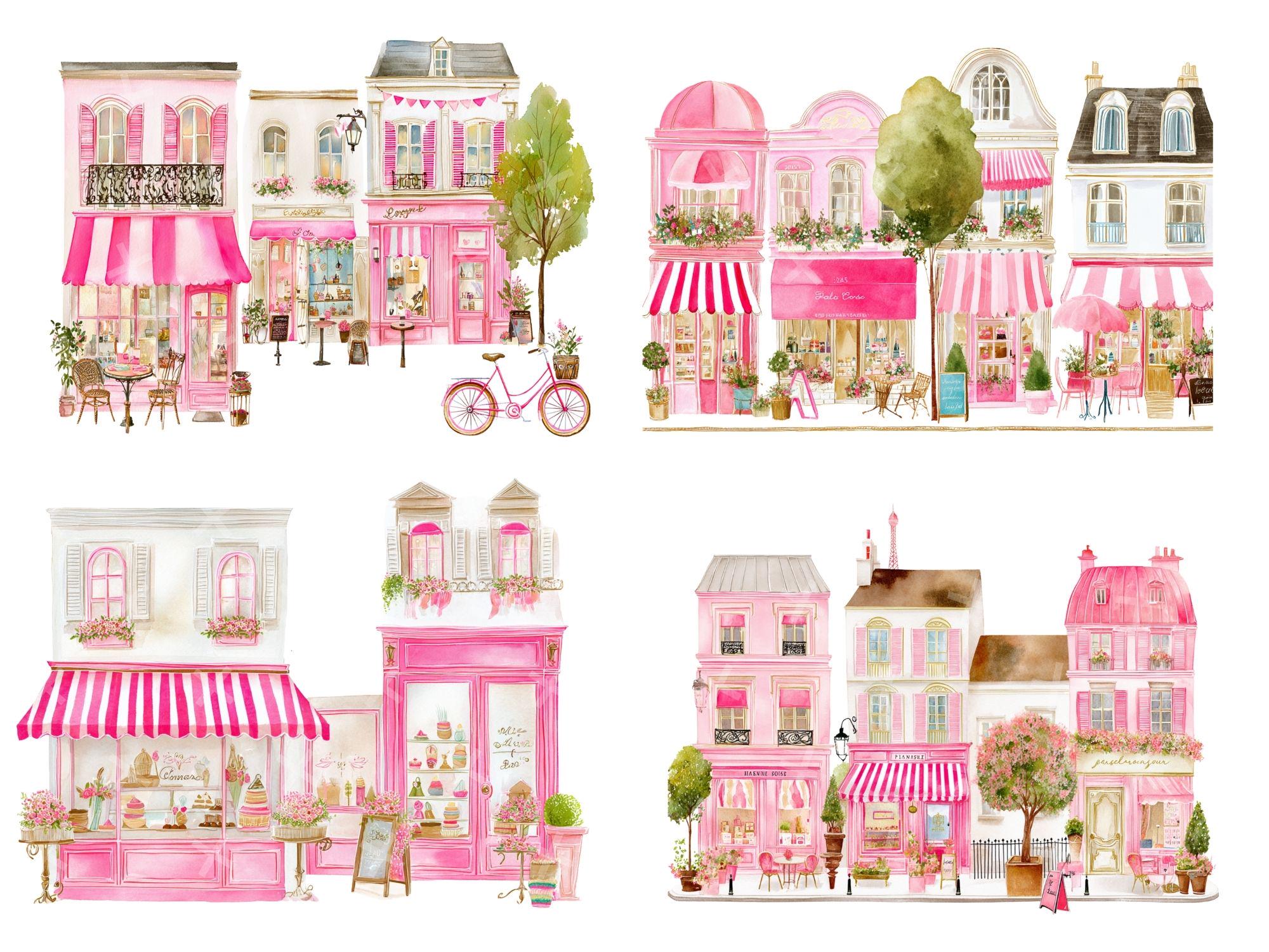 Watercolor Paris Cafe Clipart, French Patisserie Illustration (PNG) - Etsy