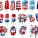 4th of July Clipart: Patriotic Flowers & Popsicles (PNG) - Etsy