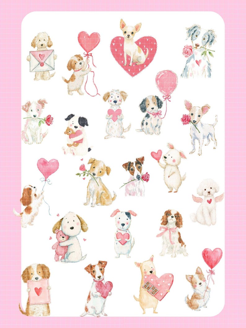 Valentine's Day Dog Clipart, Romantic Dog PNG, Puppy Love PNG for ...