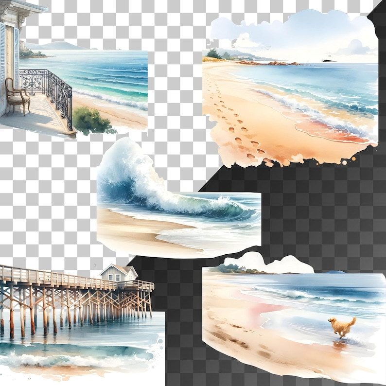 Ozean Clipart, Strand Clipart, Clipart Meer, Clipart Reise, Sommer ...
