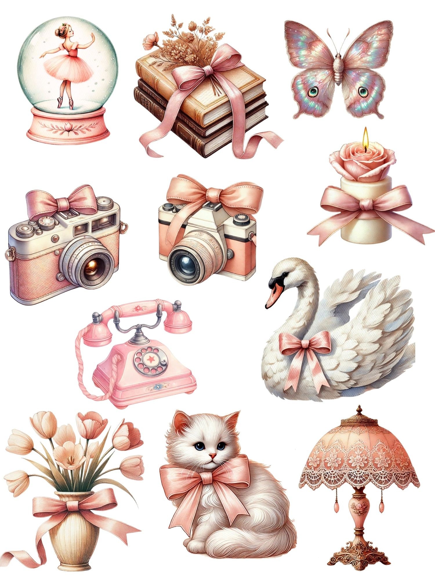 Watercolor Vintage Coquette Clipart, Coquette Design Aesthetic PNG ...