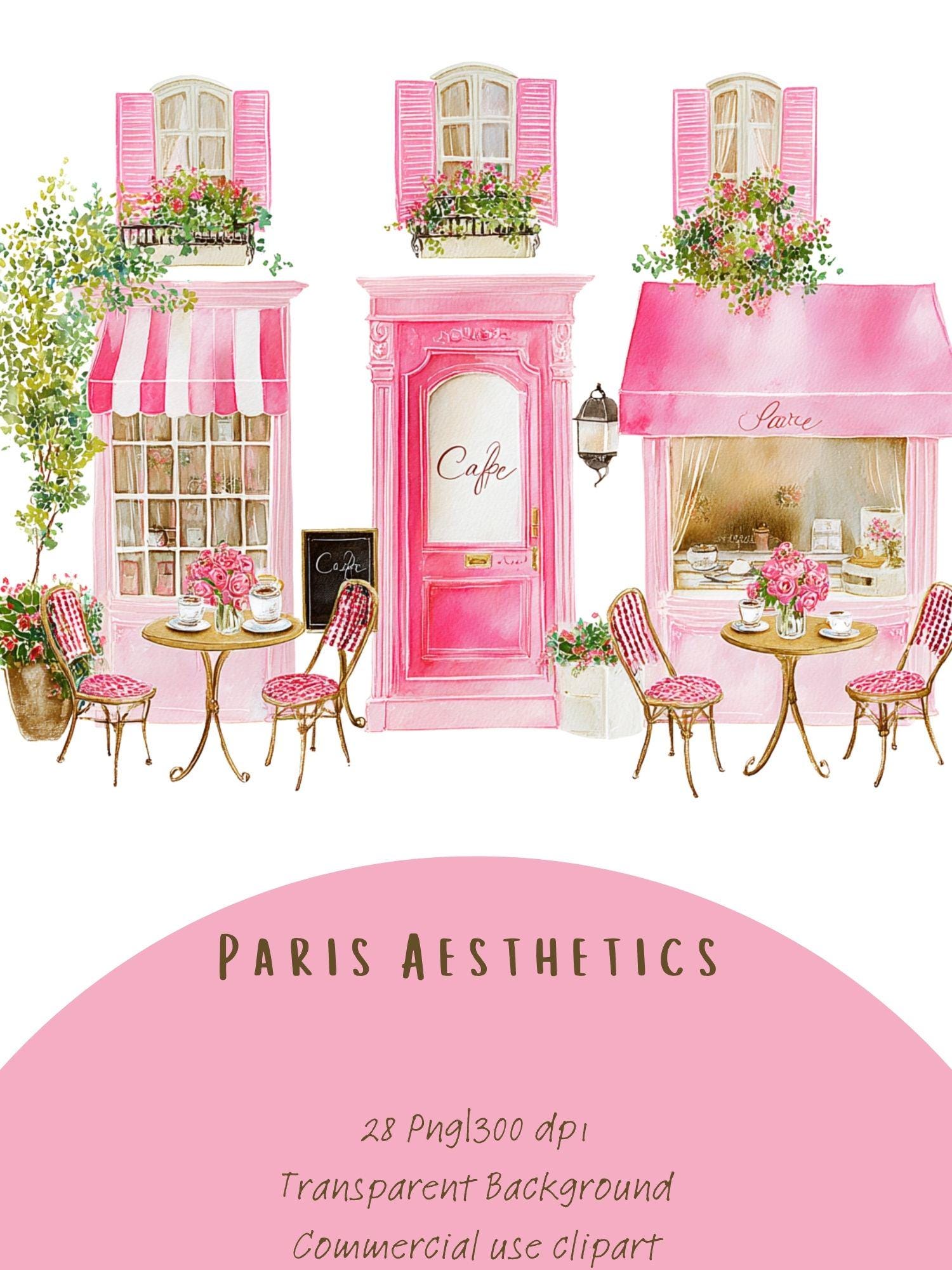 Watercolor Paris Cafe Clipart, French Patisserie Illustration (PNG) - Etsy