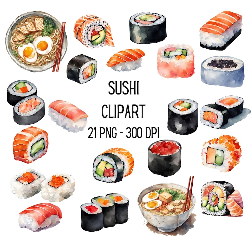 Japanese Sushi Clipart - Etsy