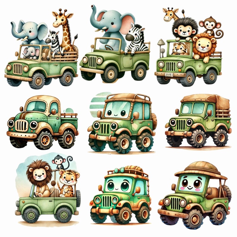 Watercolor Safari Animals Clipart, Jungle Nursery PNG - Etsy