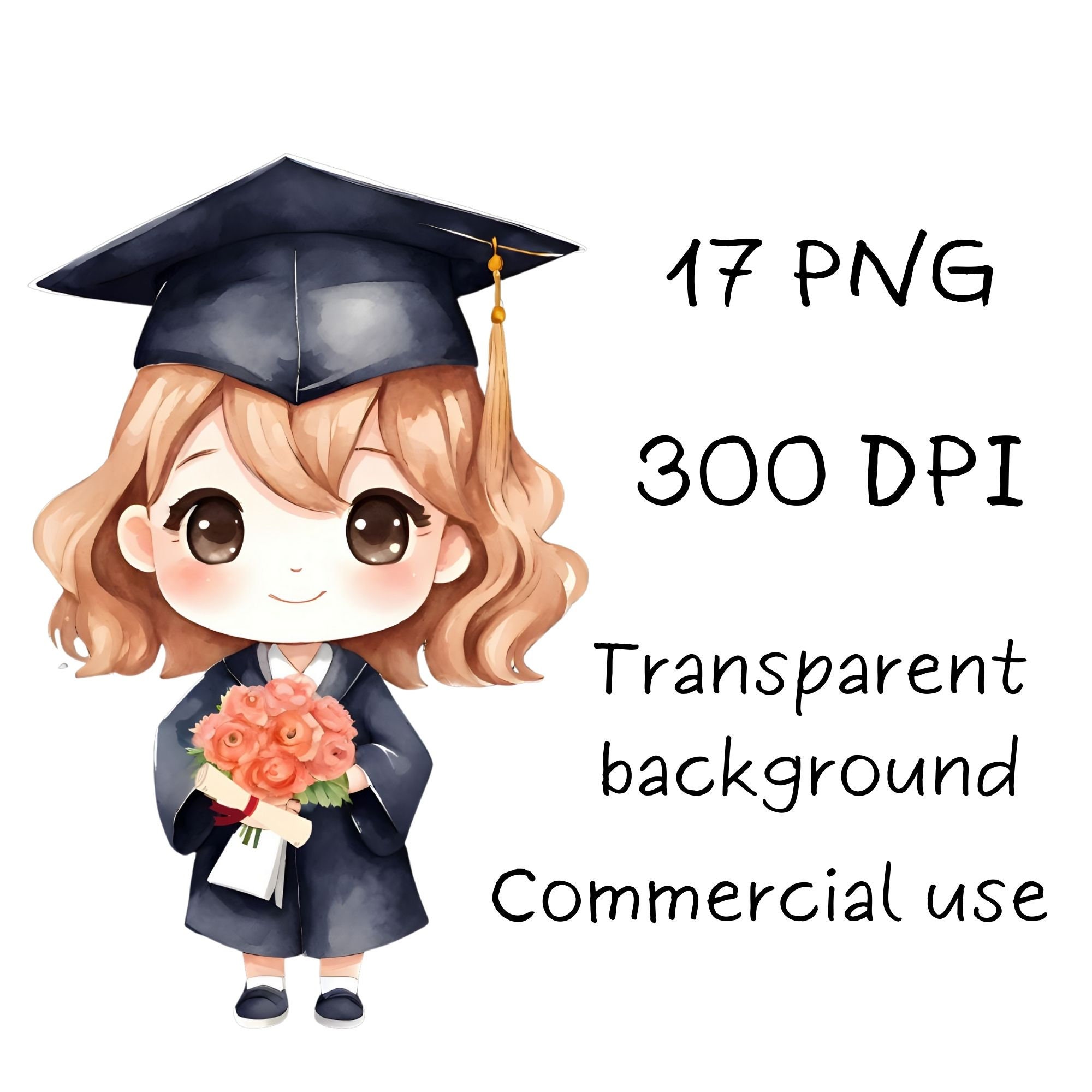 Watercolor Graduation Clipart Graduation Student Diploma PNG Instant ...