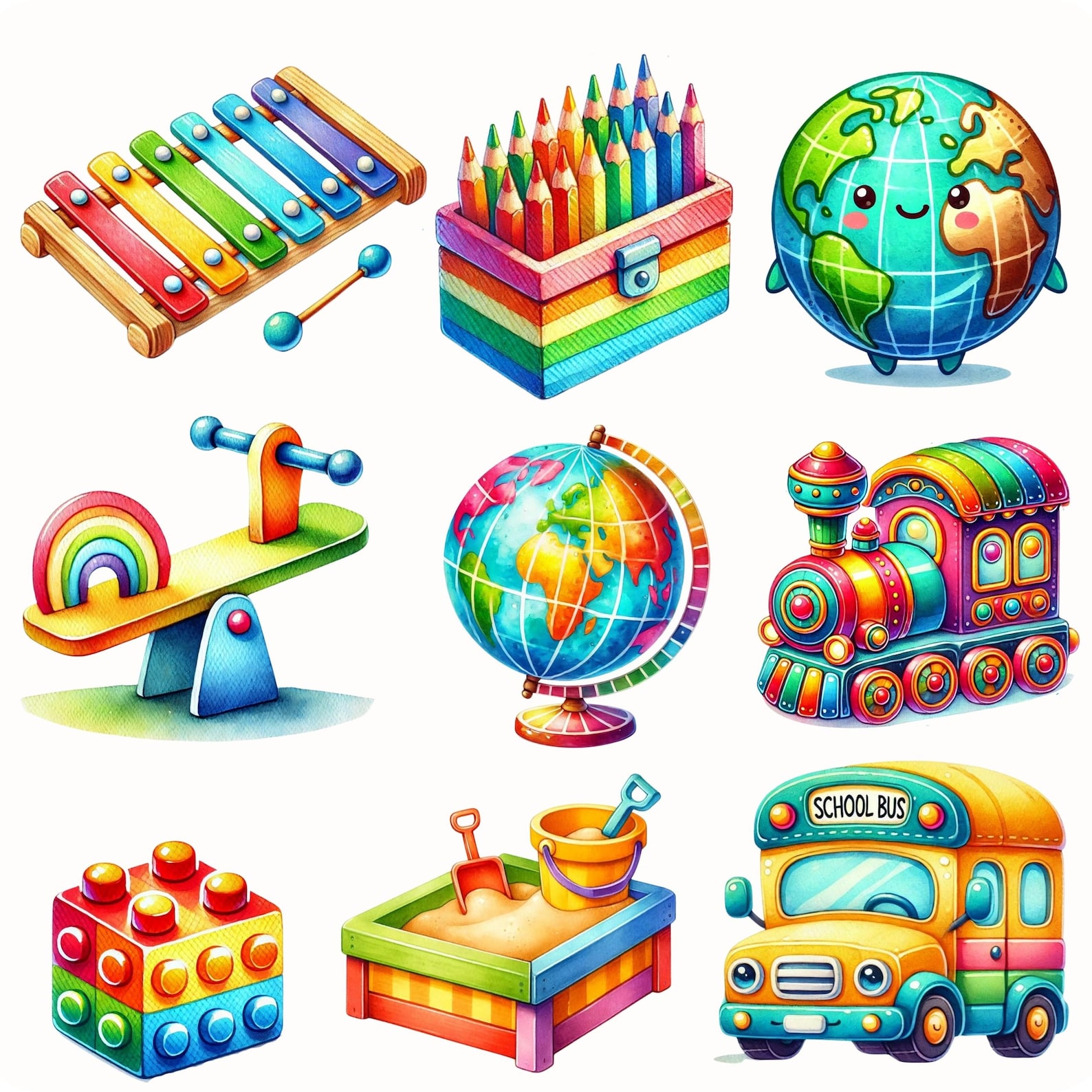 Kindergarten Clipart, Preschool Clipart, Nursery School PNG, Watercolor ...