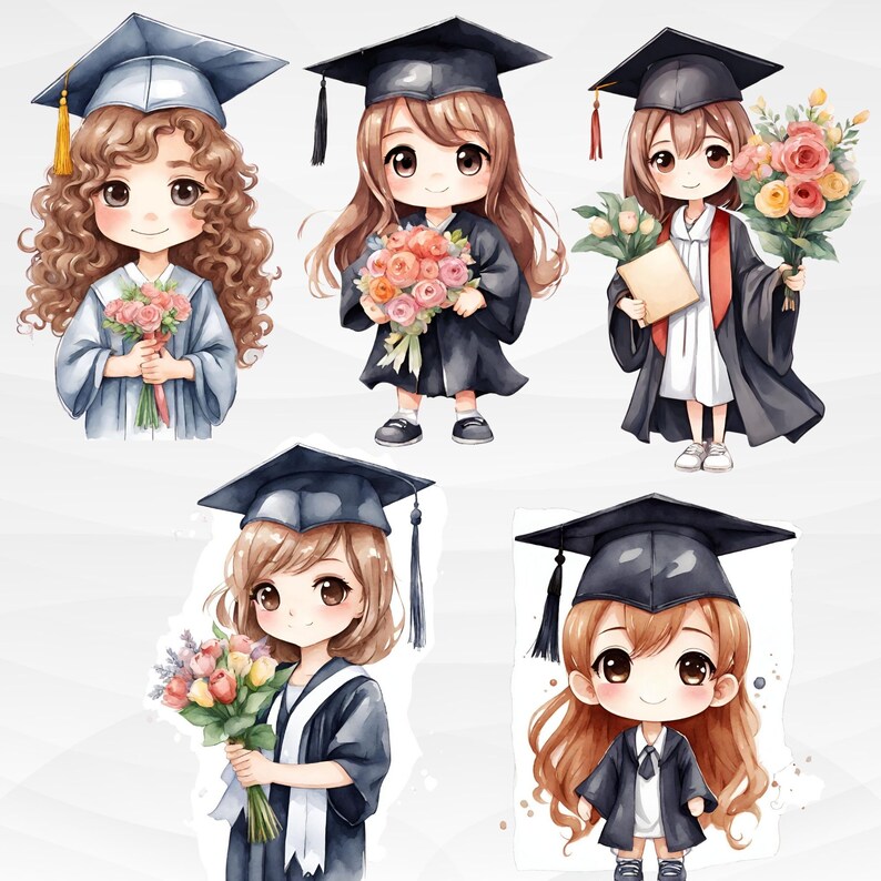 Watercolor Graduation Clipart Graduation Student Diploma PNG Instant ...