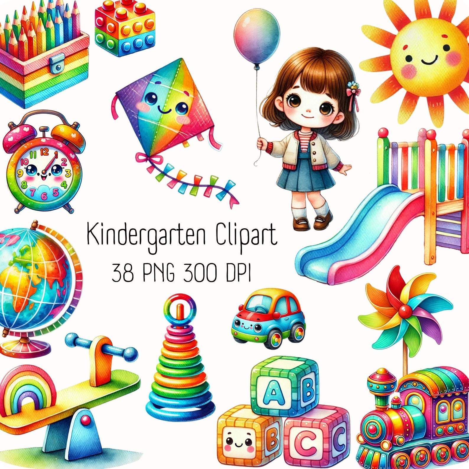Watercolor School Clipart, Cute Back to School, Nursery - Etsy