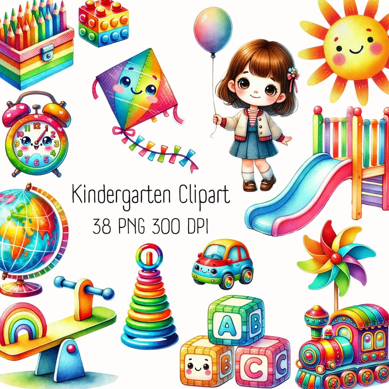 Watercolor School Clipart, Cute Back to School, Nursery - Etsy