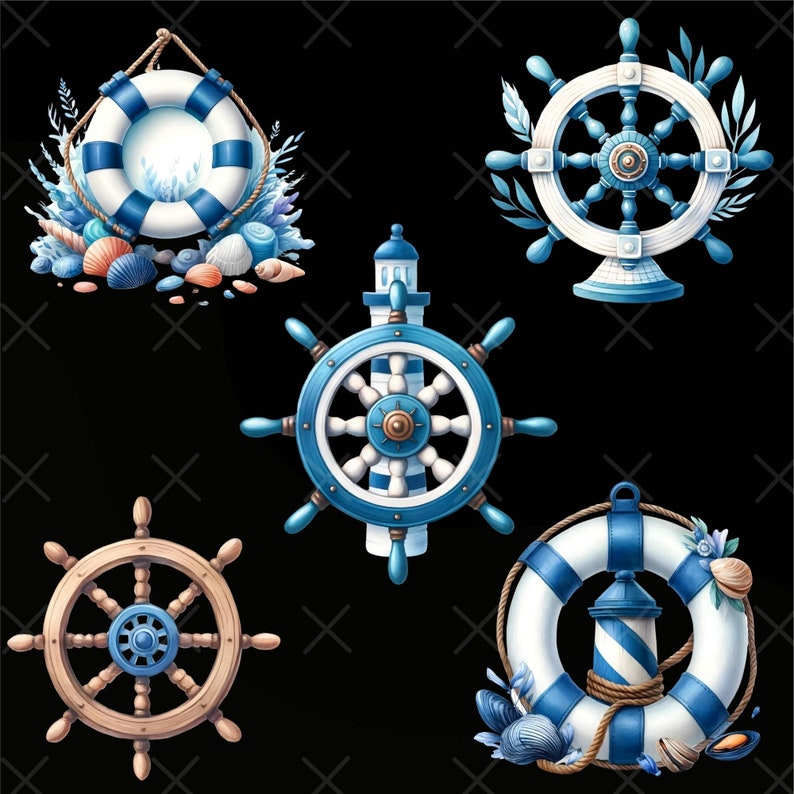 Watercolor Nautical Clipart: Beach & Coastal PNG - Etsy