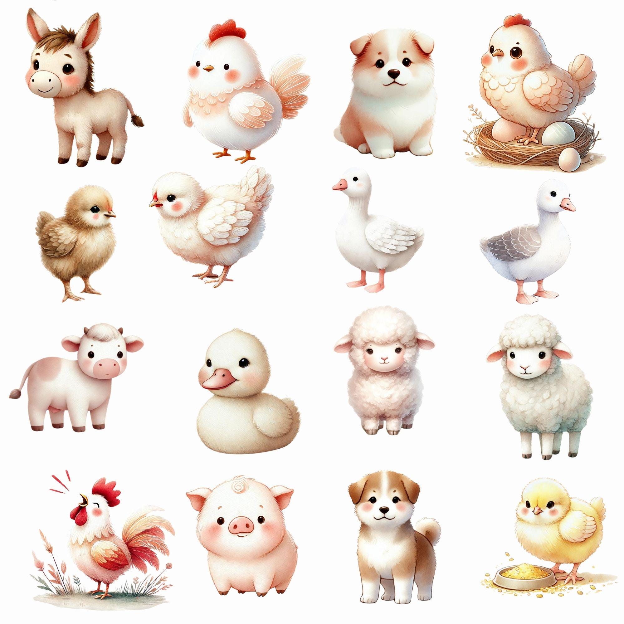 Watercolor Cute Farm Animals Clipart, Little Farm PNG, Farm Animals ...