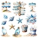 Watercolor Nautical Clipart: Beach & Coastal PNG - Etsy