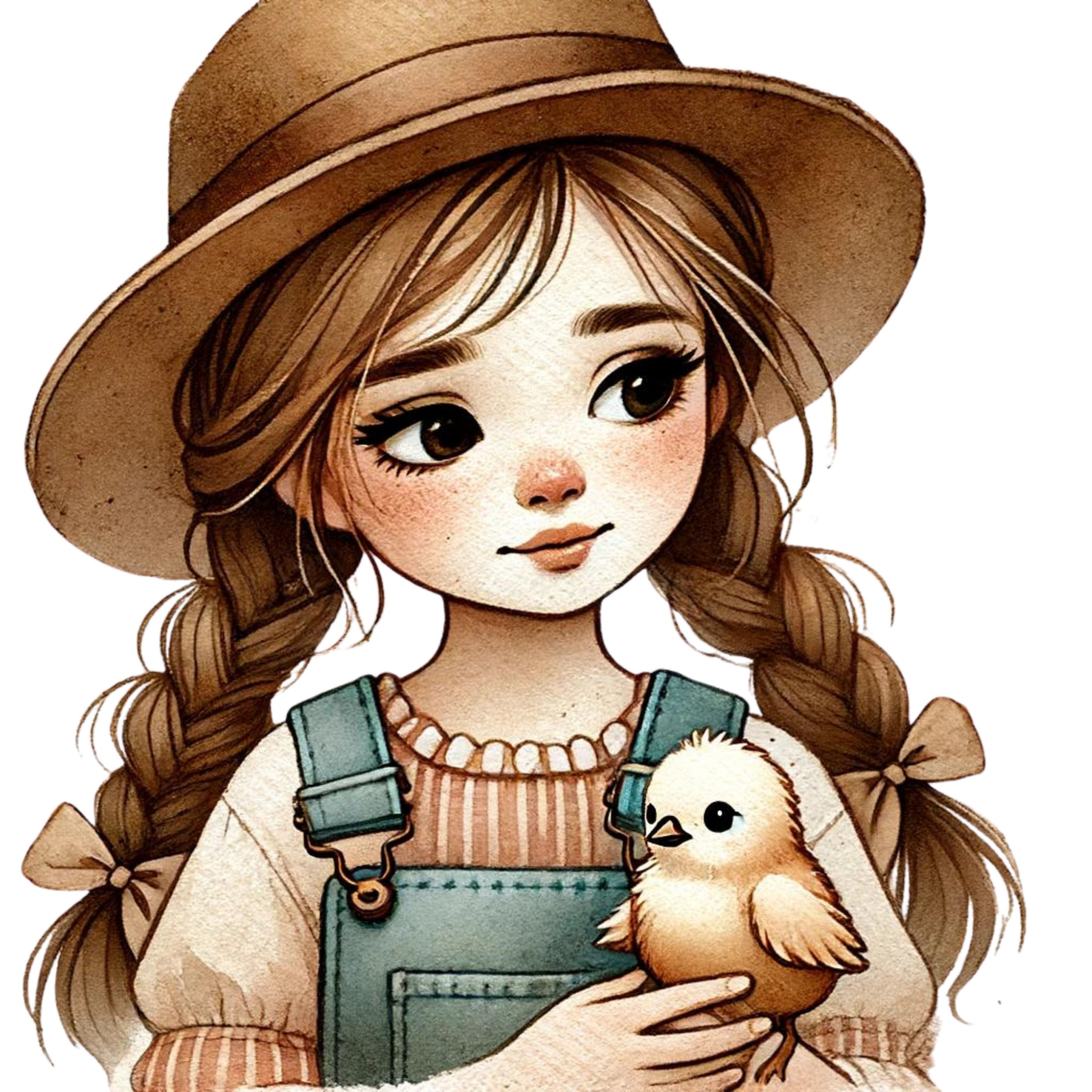 Vintage Cute Girl Clipart, Cottage Girls Clipart, Romantic Style ...