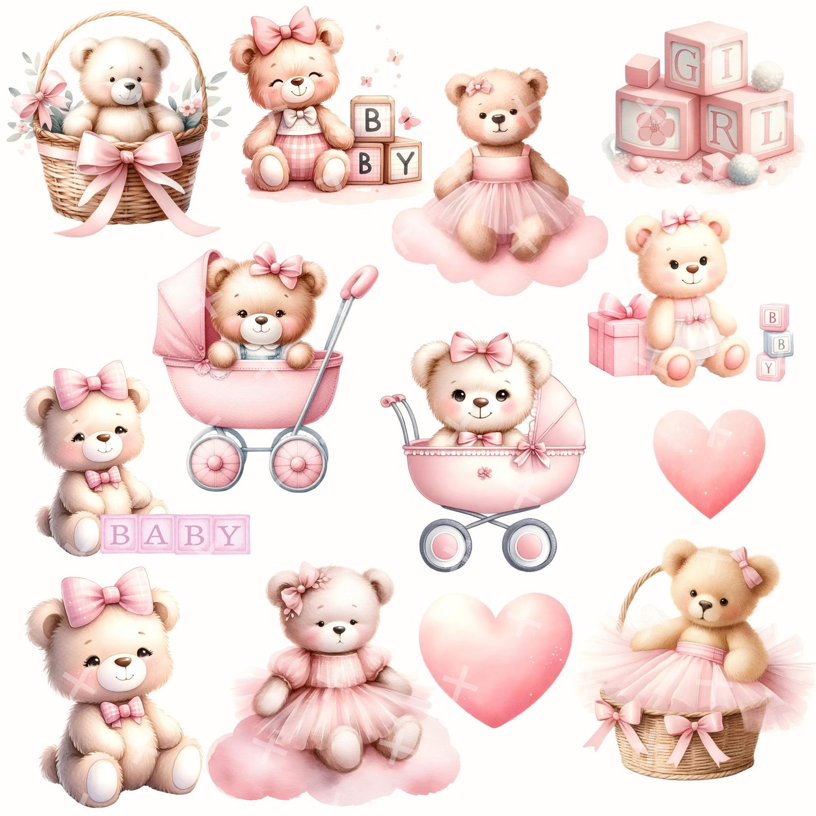 Clipart de oso de peluche rosa, oso con globos PNG, oso dormilón PNG ...