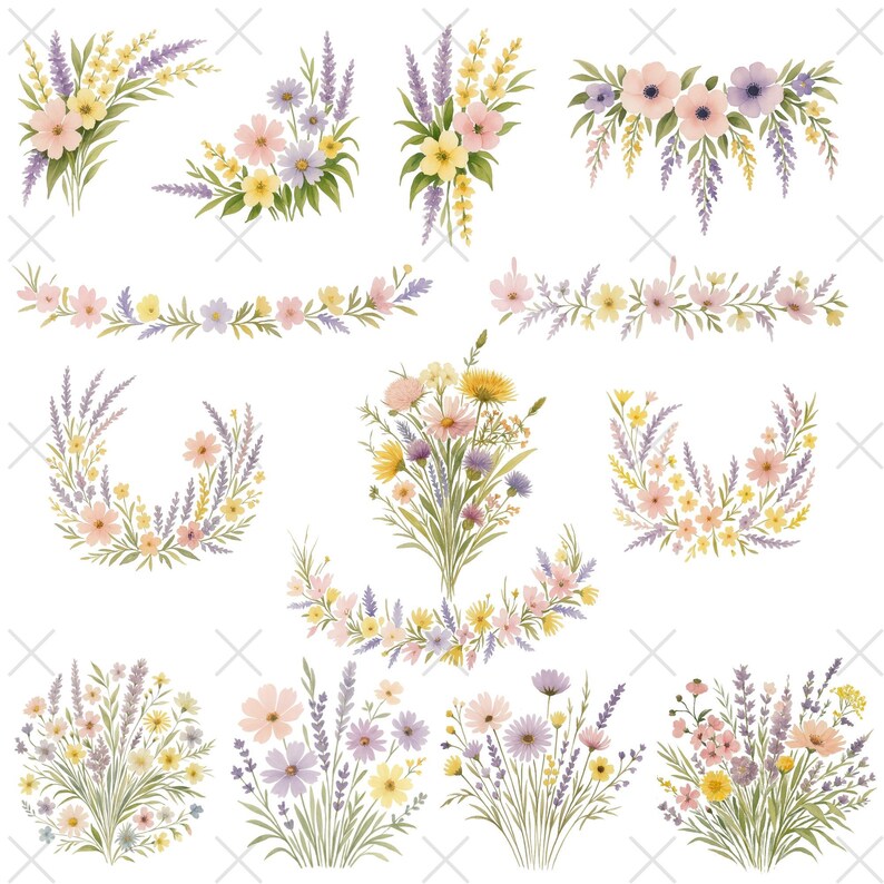 Watercolor Wildflower Clipart: Spring Floral PNG Bundle (digital ...