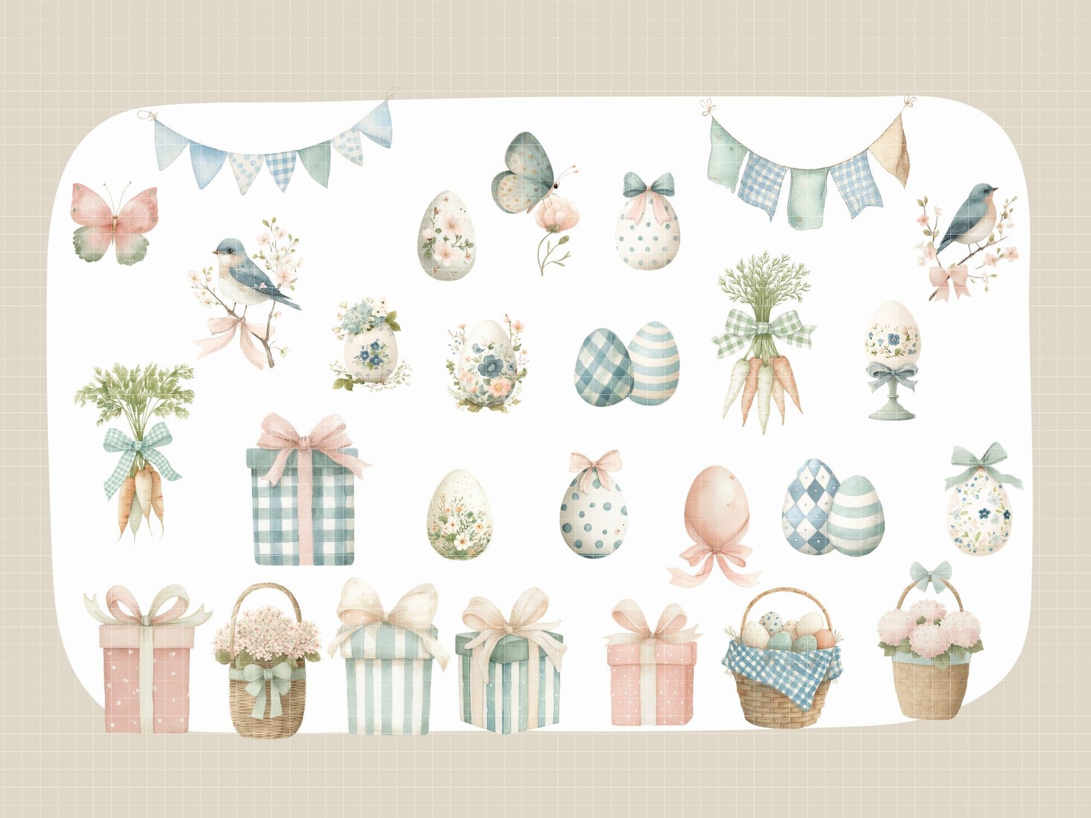 Watercolor Easter Bunny Clipart, Vintage Pastel Bunnies PNG, Spring ...