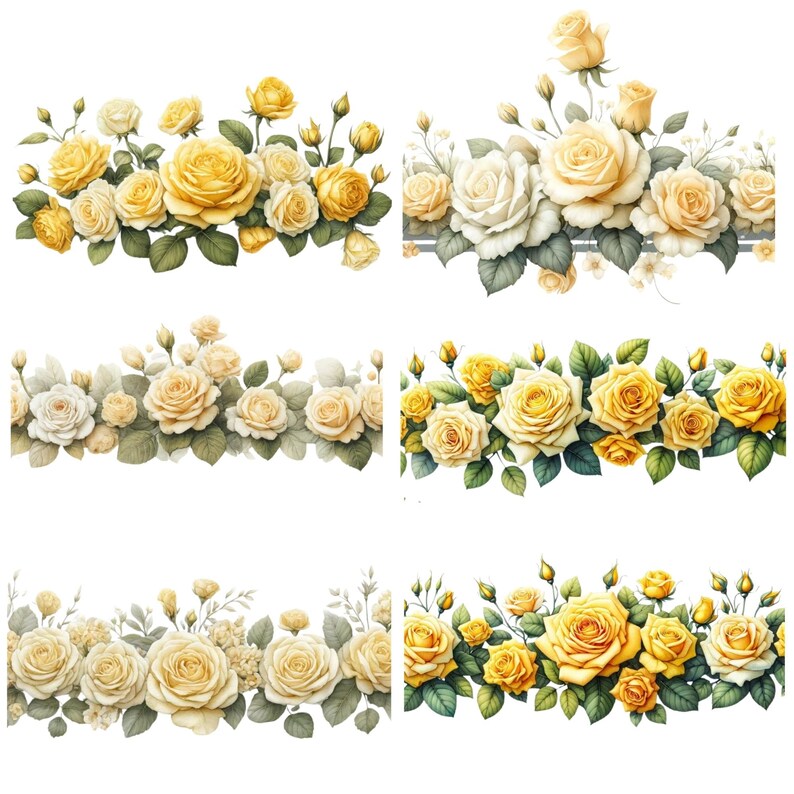 Watercolor Yellow Rose Clipart , Yellow Rose and Eucalyptus Corner ...