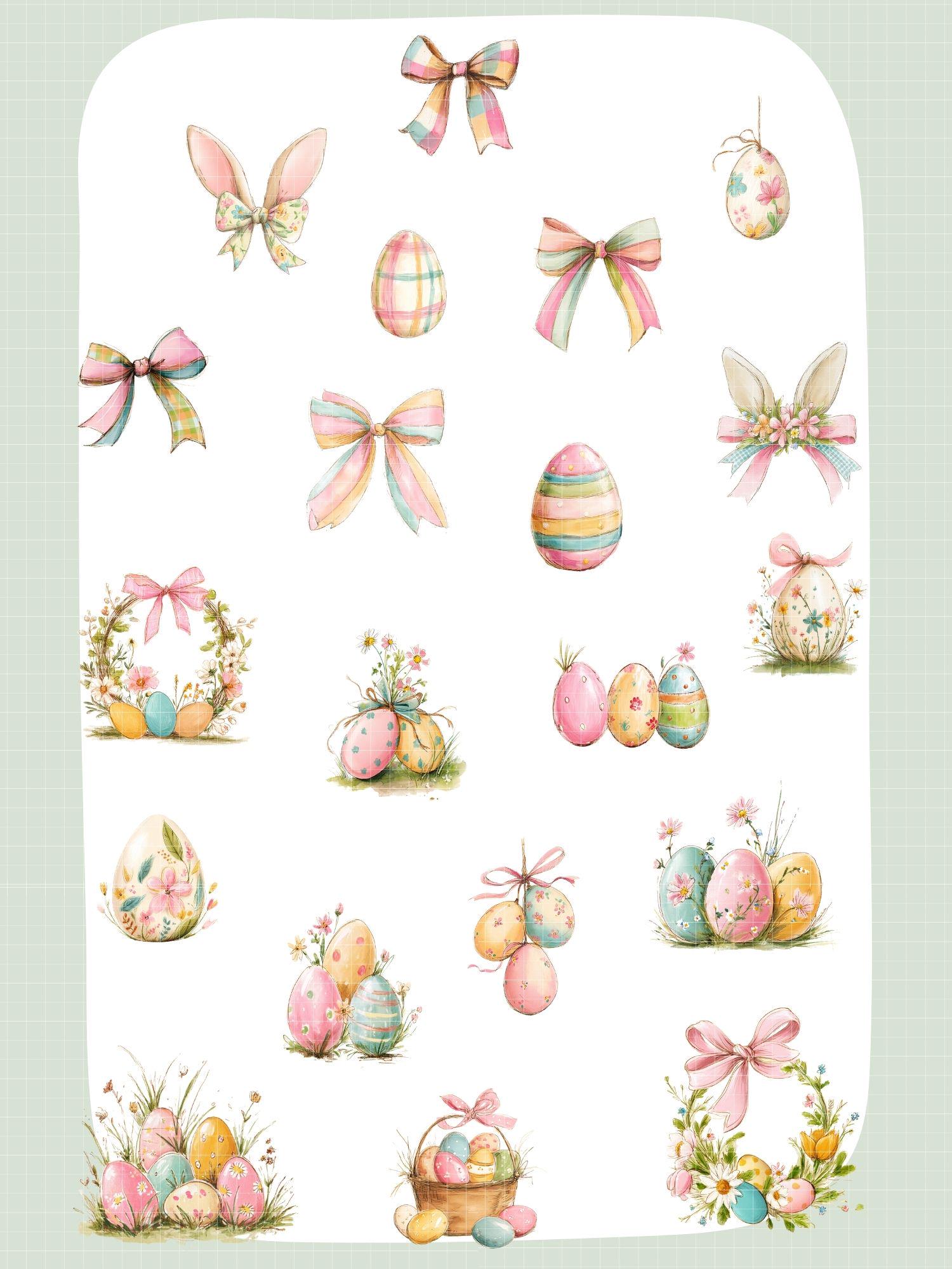 Easter Bunny Clipart, Spring Bunny PNG, Bunny With Flowers and Eggs ...