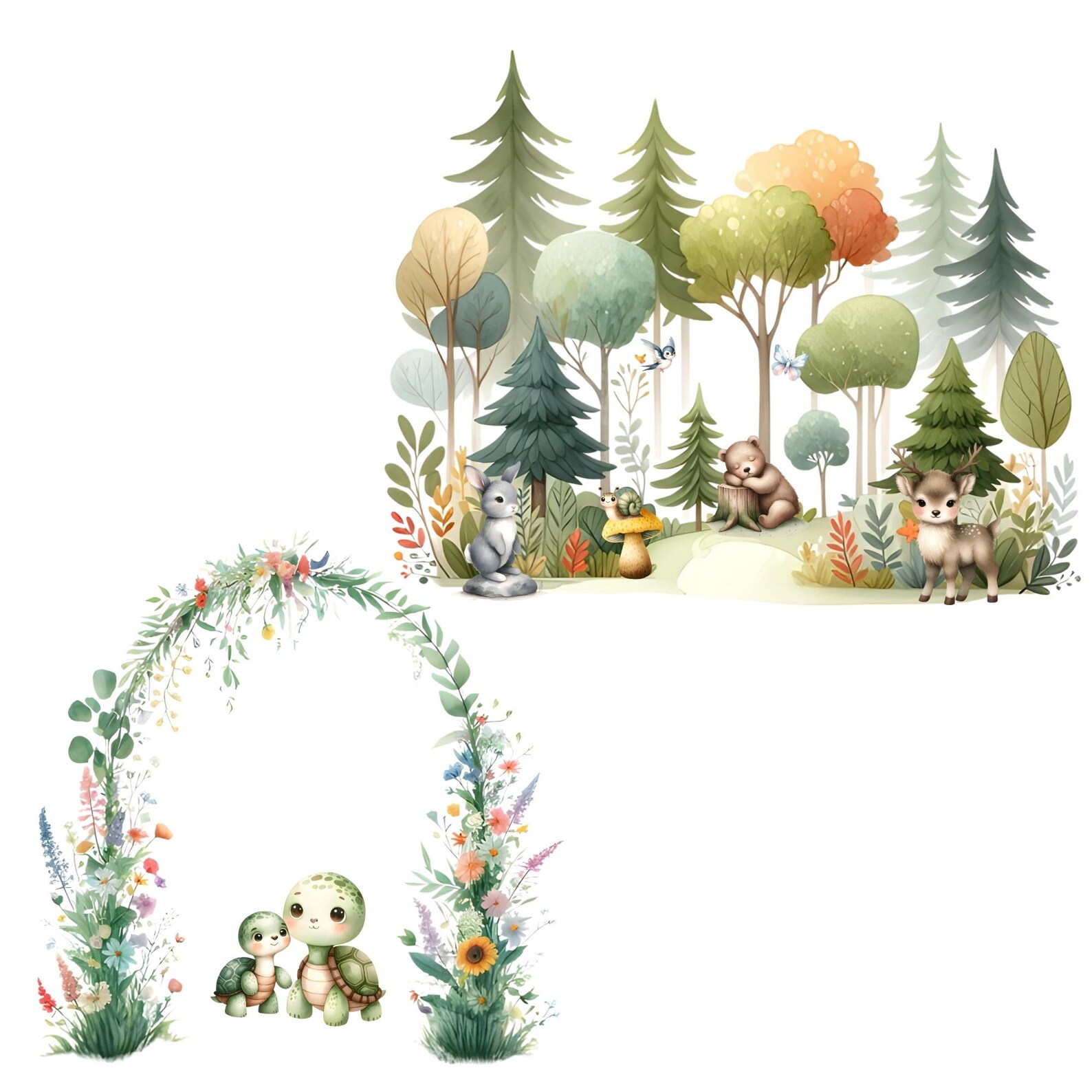 Watercolor Woodland Animals Clipart, Forest Animals Clipart, Cute ...