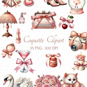 Watercolor Vintage Coquette Clipart, Coquette Design Aesthetic PNG ...