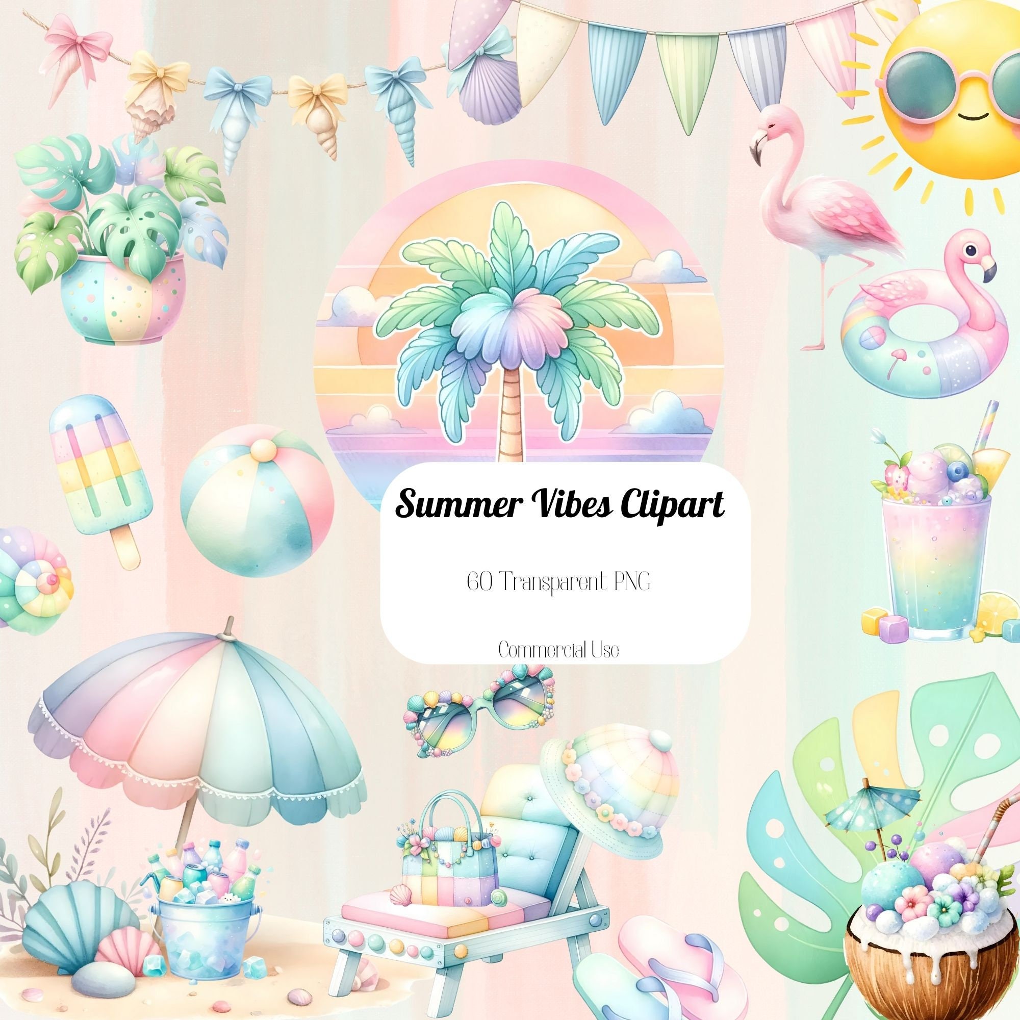 Summer Clipart, Holiday Clipart, Beach Girl PNG, Summer Essentials ...