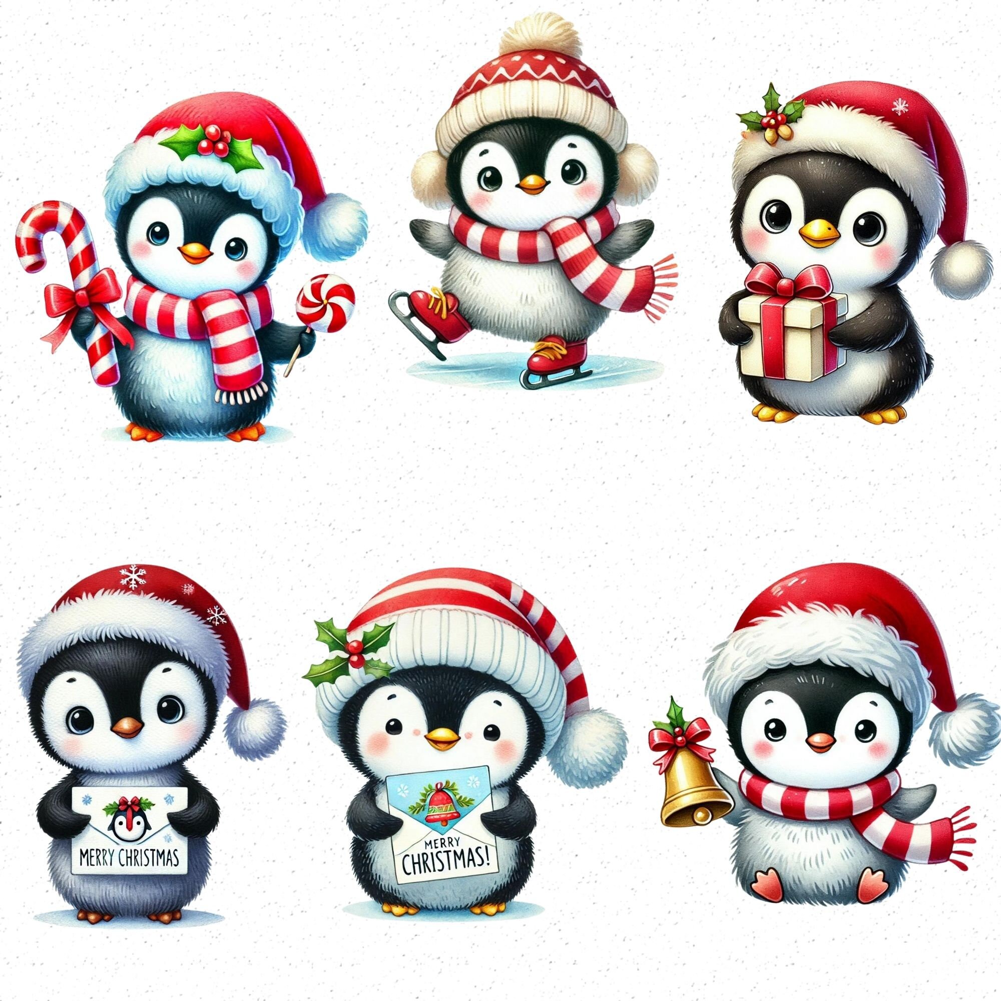 Watercolor Penguin Clipart ,christmas Penguin Clipart, Winter Penguin ...
