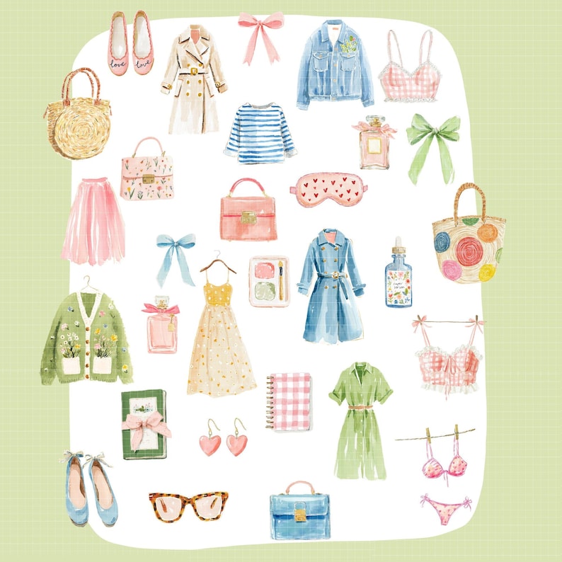 Watercolor Spring Clipart, Romantic Garden Picnic PNG, Cottage Spring ...