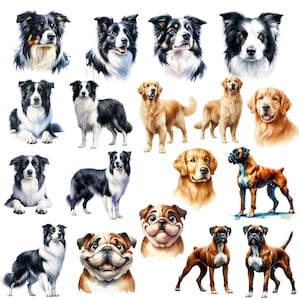 Watercolor Dog Clipart, Cute Dog PNG, Dog Breeds Clipart, Puppy Clipart ...