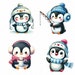 Watercolor Penguin Clipart ,christmas Penguin Clipart, Winter Penguin ...