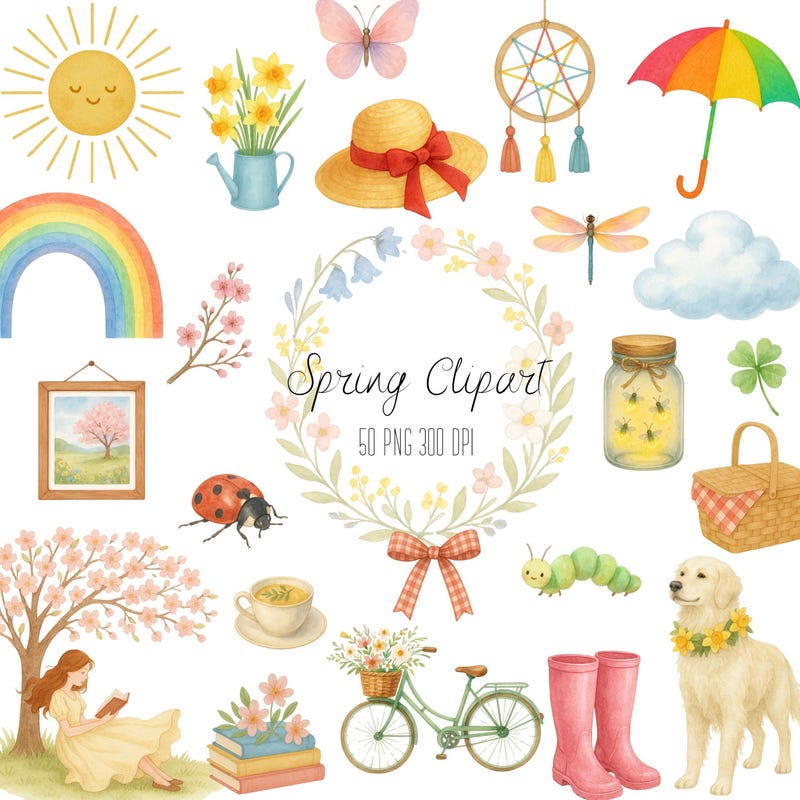Spring Clipart - Etsy
