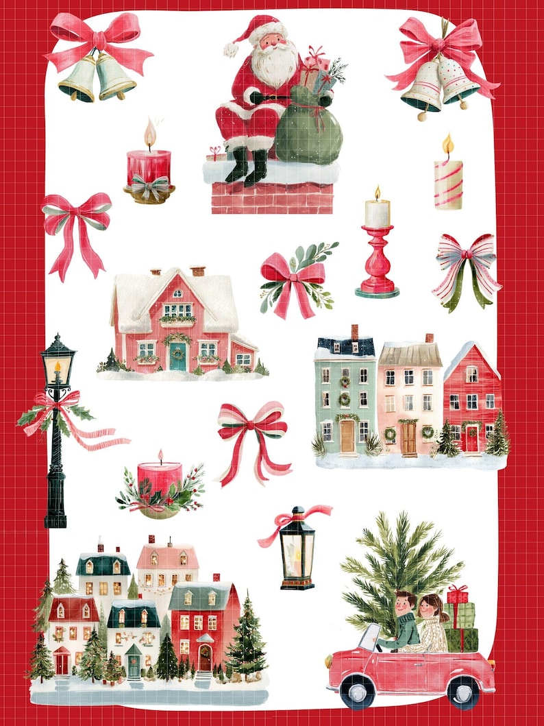 Christmas Time Clipart, Festive Holiday PNG, Winter Illustrations - Etsy