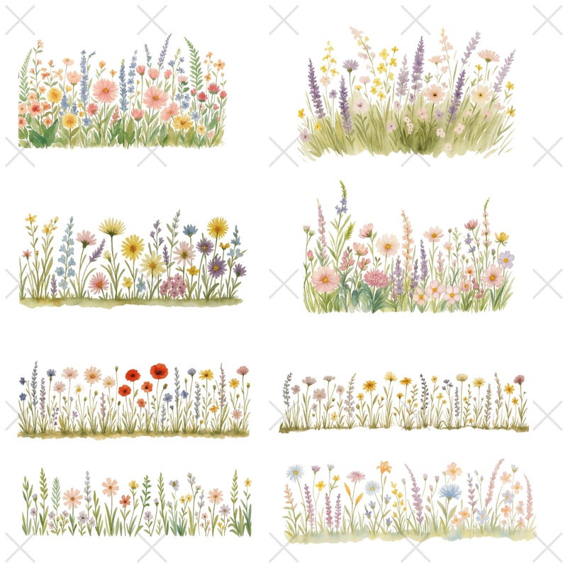 Watercolor Wildflower Clipart: Spring Floral PNG Bundle (digital ...