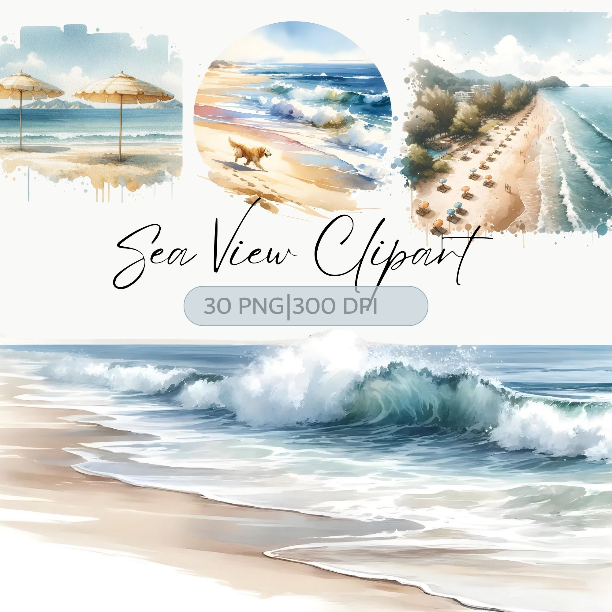 Ocean Clipart, Beach Clipart, Sea View Clipart, Travel PNG, Summer ...