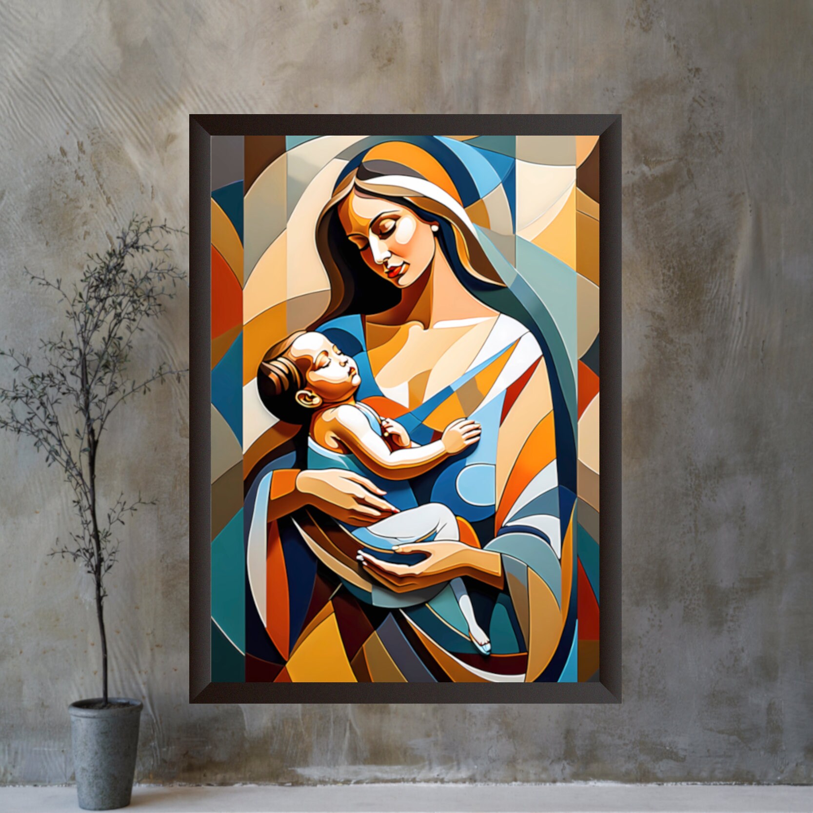 Mother and Child Art Print, Abstract Art Mother & Child Poster, Mothers ...