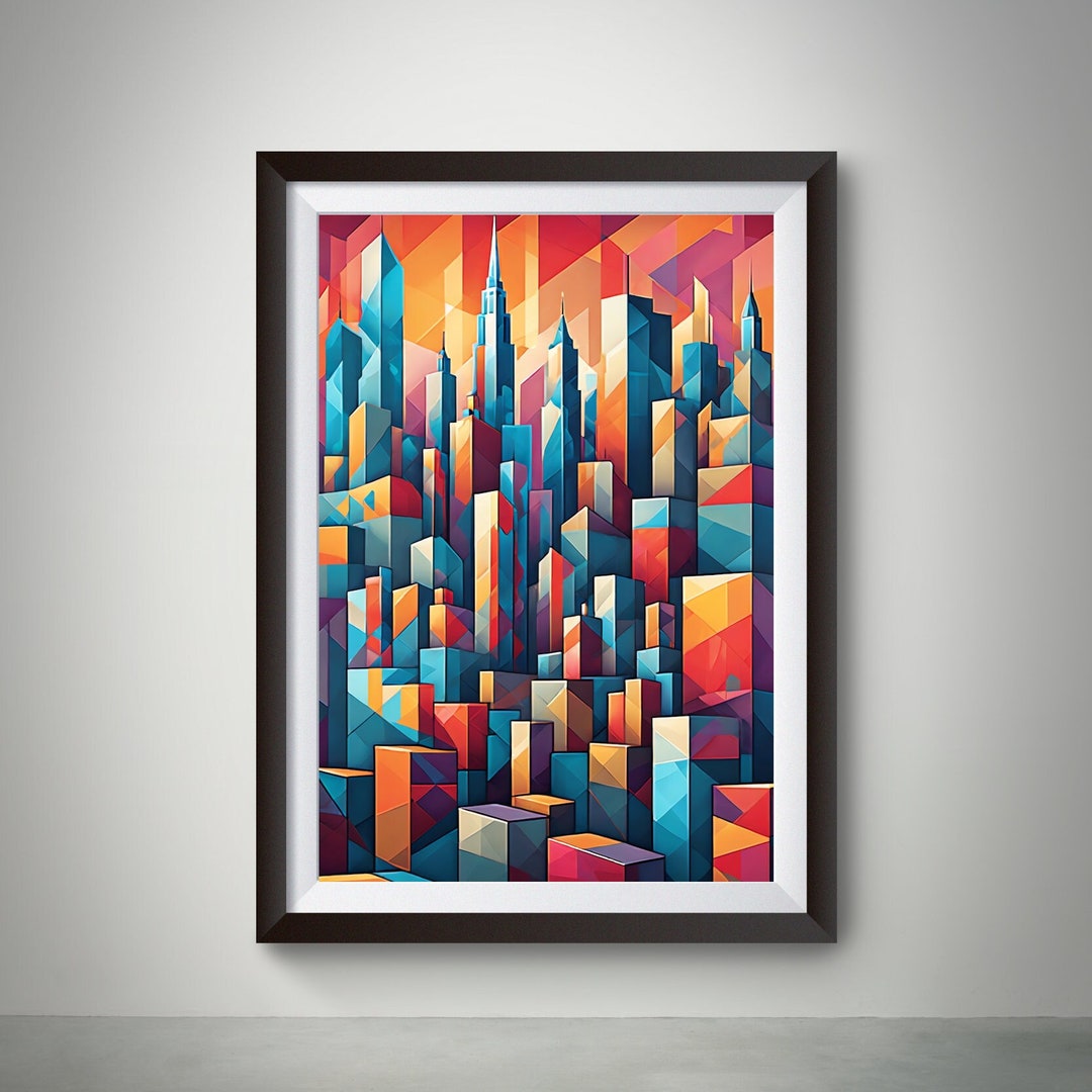 New York Cityscape Abstract Art Print Cubism Picasso Painting Home ...