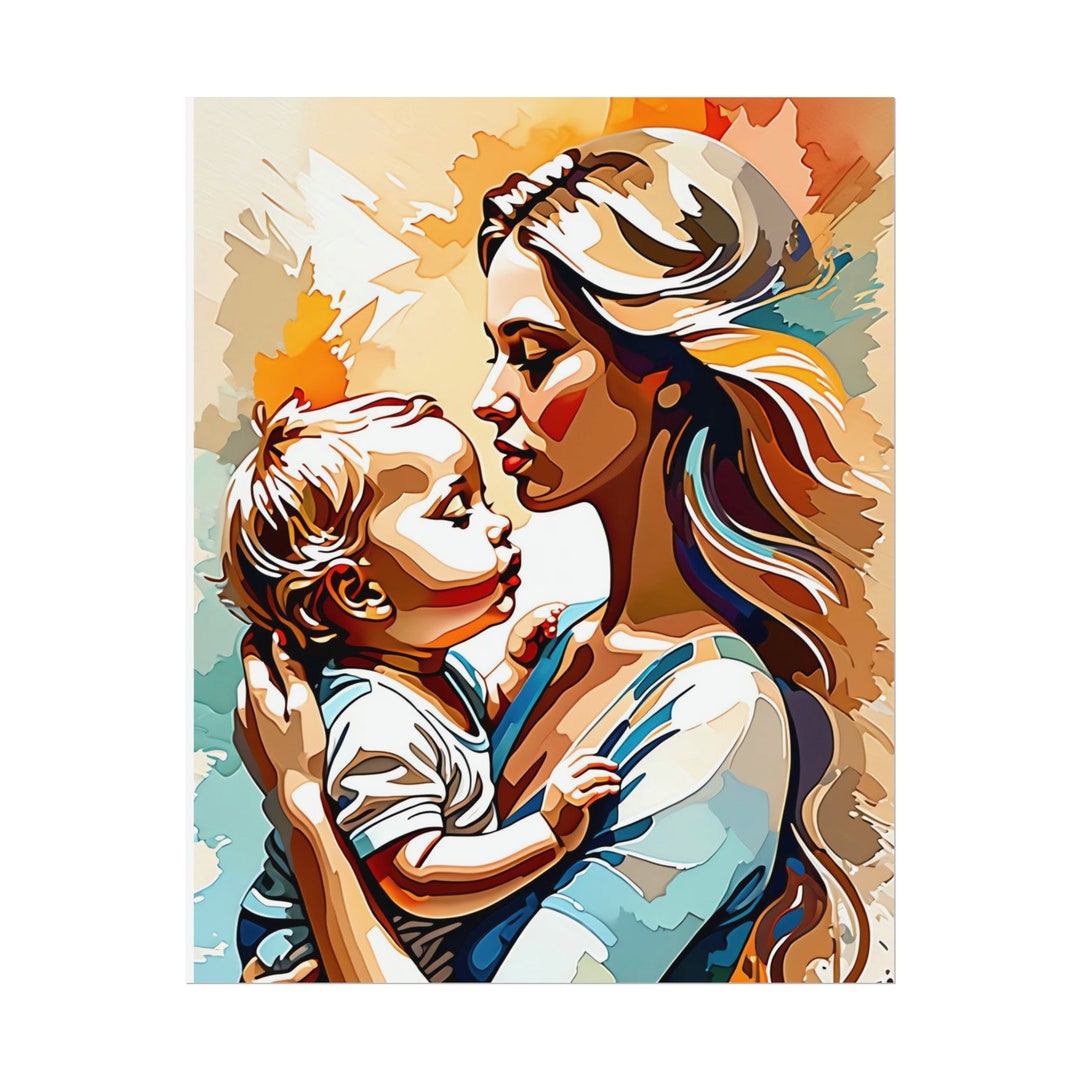 Mother Child Art Print, Abstract Art Mother & Child Poster, Mothers Day Gift, Beautiful Wall Art ...
