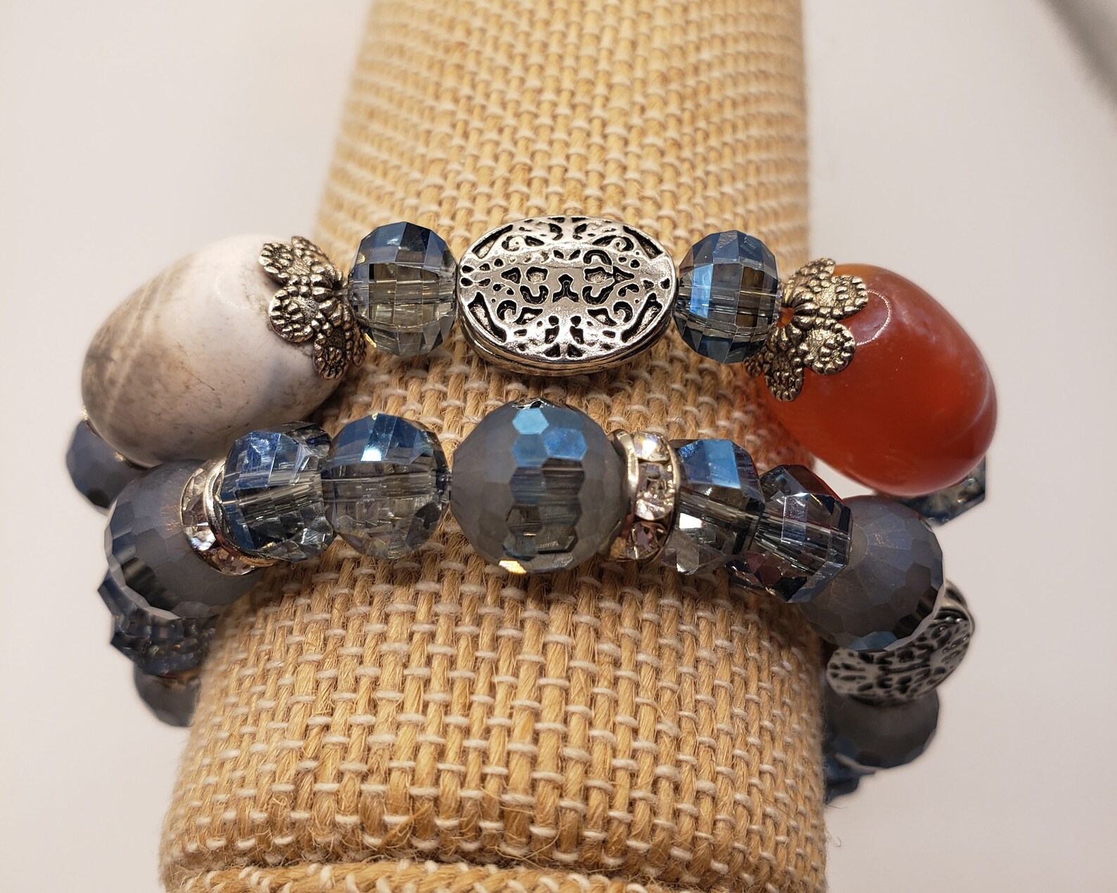 Blue and Silver Bracelet Set - Etsy