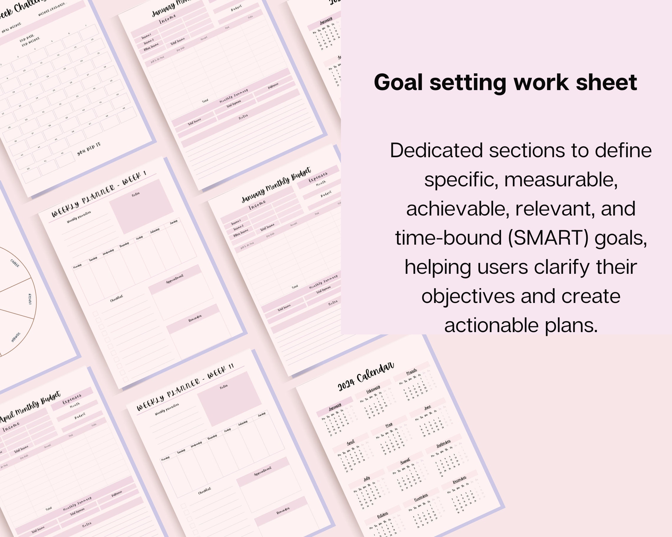 Digital Wellness Planner | 12-week Year Calendar | Goal Setting & Habit ...
